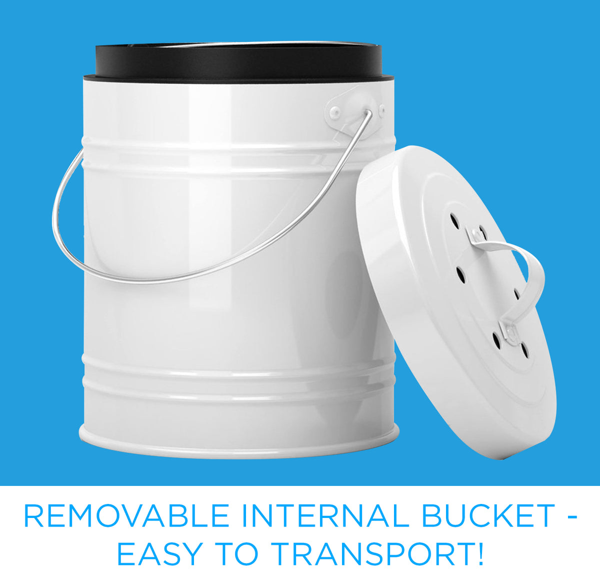 Countertop Compost Bin - Kitchen bin with EZ-No Lock Lid, Plastic Line ...